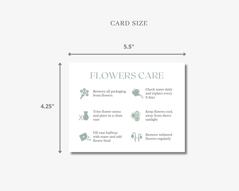Editable Flowers Care Card Template, Florist Care Card, Bouquet Care ...