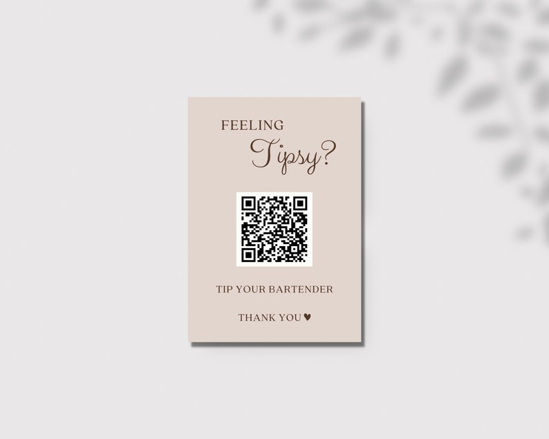 Printable Virtual Bar Tip Sign Template QR Code Sign Tip - Etsy