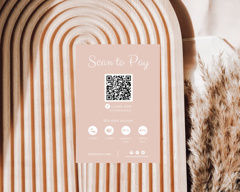 Scan to Pay Sign Editable QR Code Sign Template Printable - Etsy