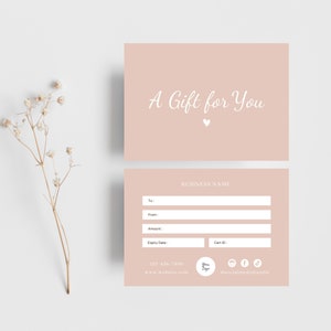 Editable Gift Card Template With Logo, DIY Printable Gift Voucher ...
