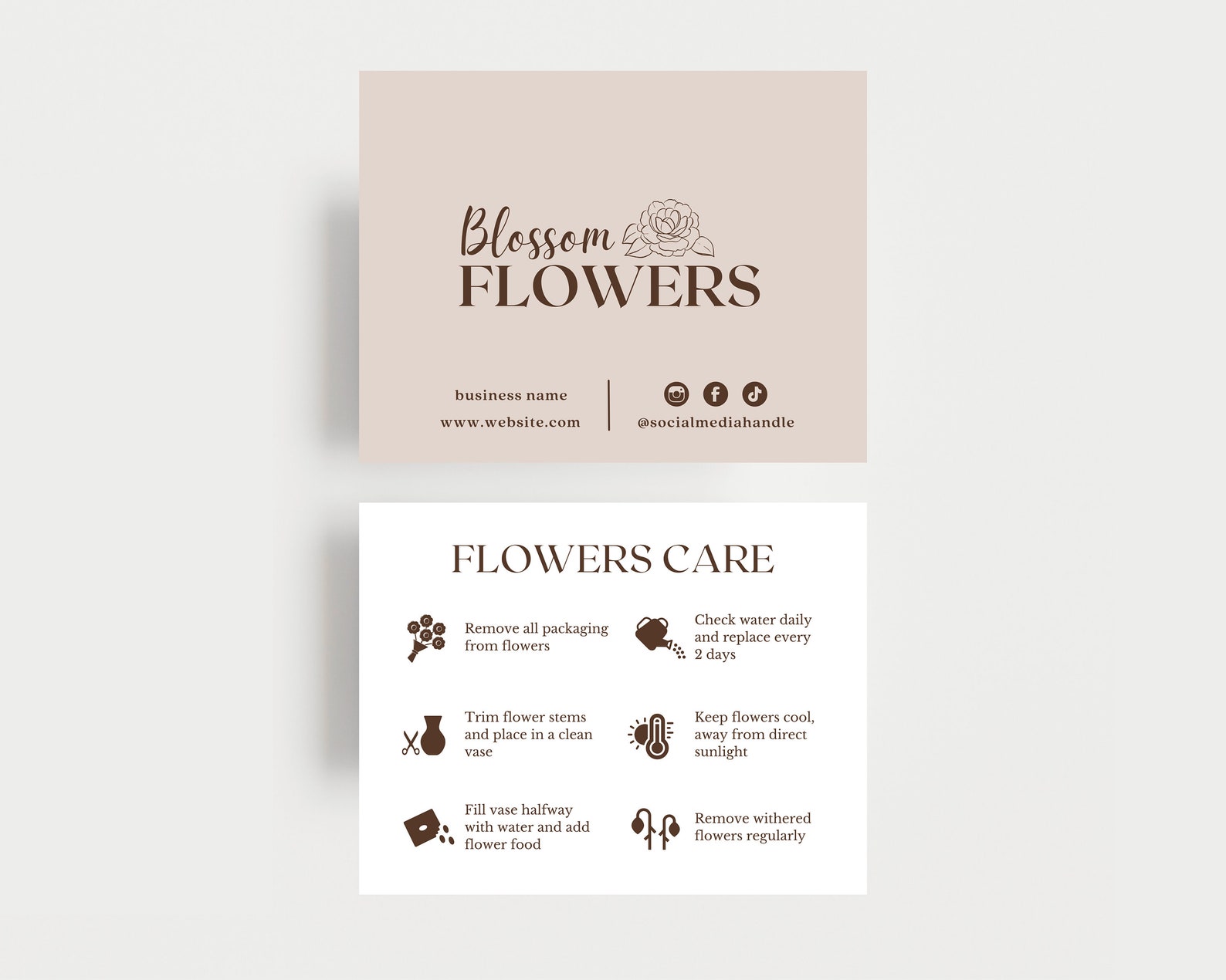 Flowers Care Card Template, Printable Florist Care Card, Bouquet Care ...