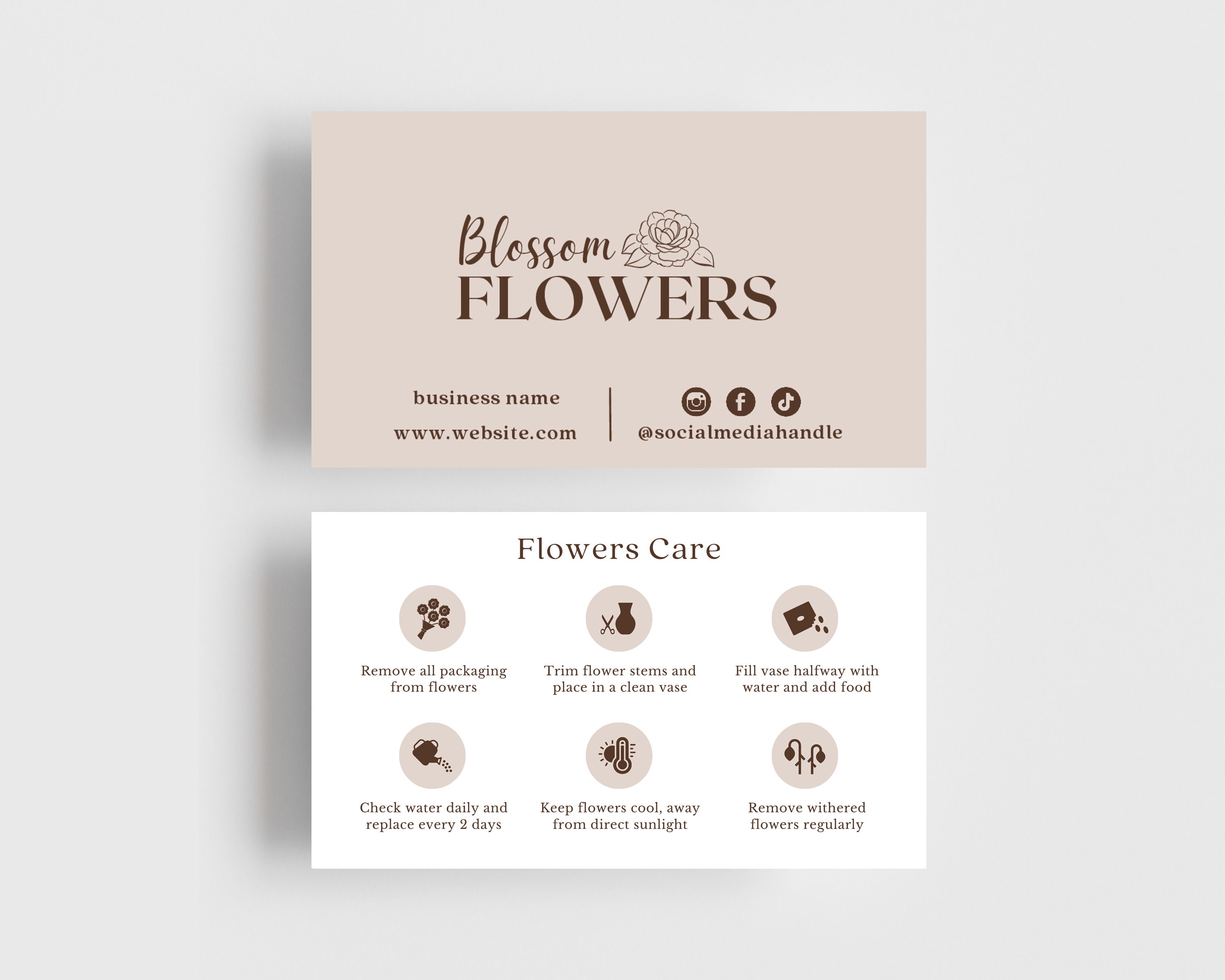 Flowers Care Card Template, Printable Florist Care Card, Bouquet Care ...