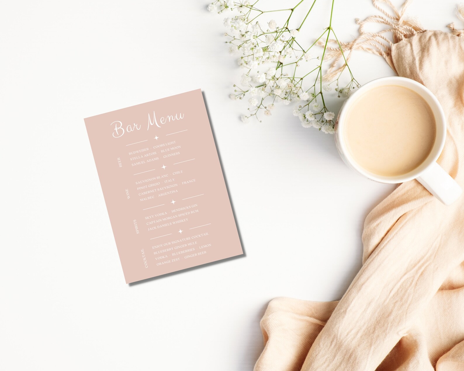 Printable Bar Menu Sign Template, Drink Menu Sign, Wedding Bar Sign ...