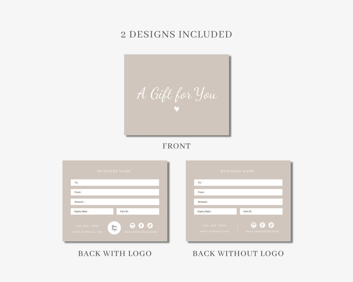 Gift Card Template, DIY Printable Gift Voucher Certificate, Editable ...