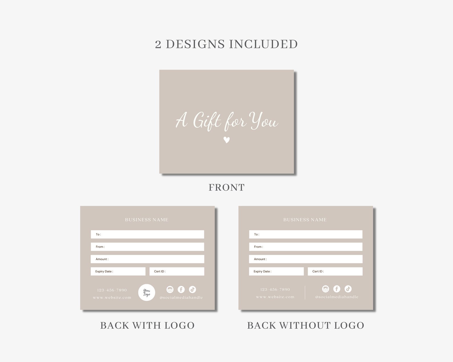 Gift Card Template, DIY Printable Gift Voucher Certificate, Editable ...