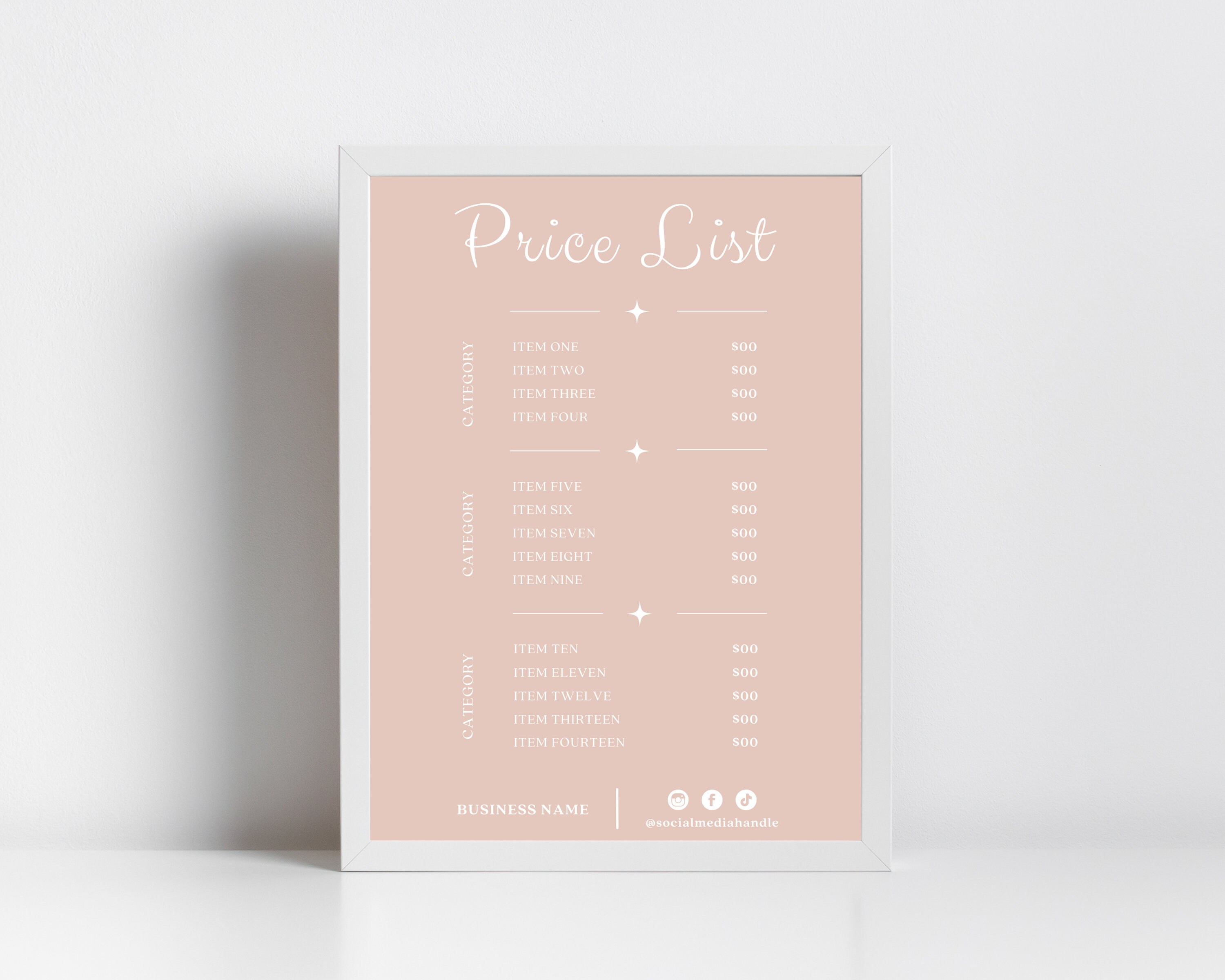 Editable Price List Template Printable Price Sheet Small - Etsy Ireland