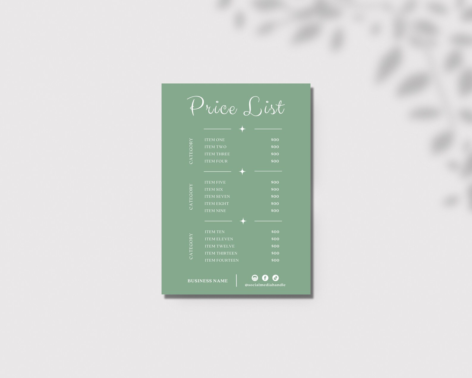 Editable Price List Template, Printable Price Sheet, Small Business ...