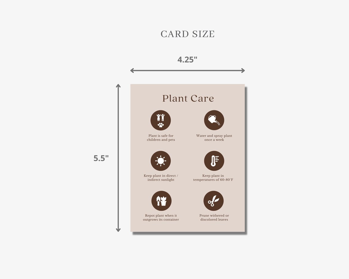 Editable Plant Care Card Template, Plant Care Package Insert, Printable ...
