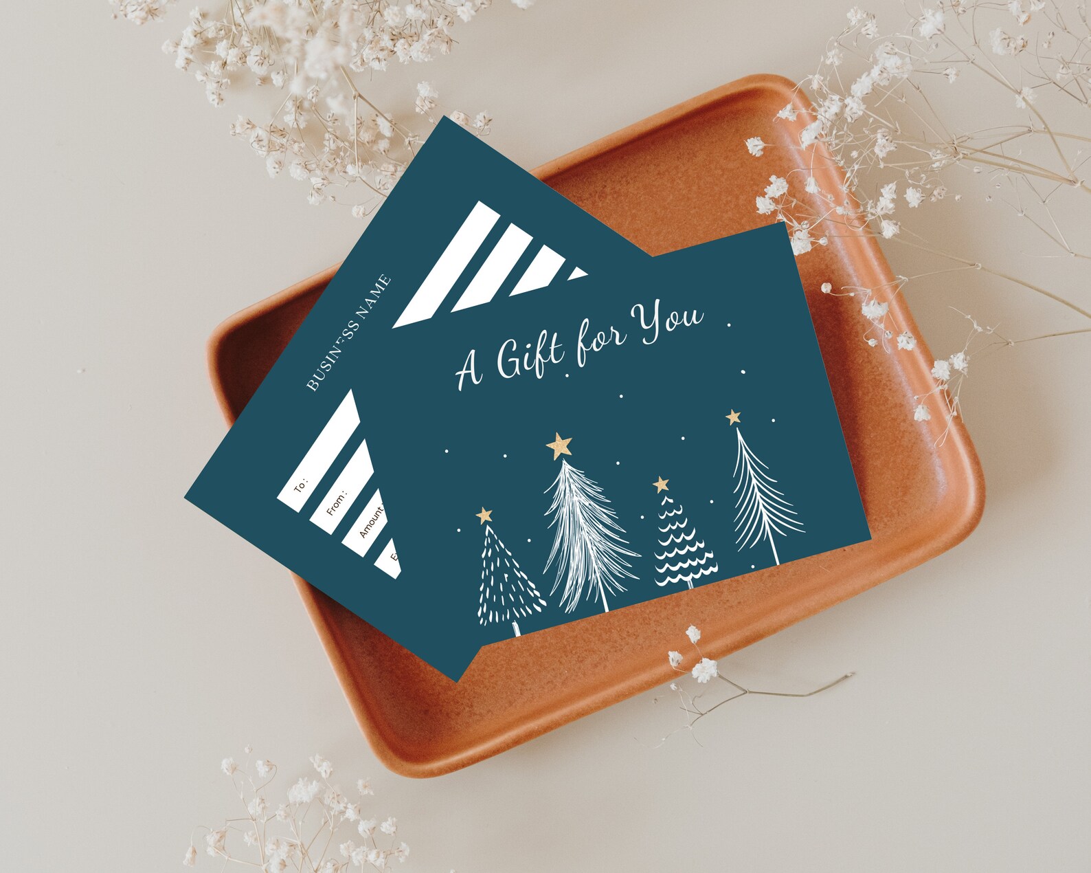 Holiday Gift Card Template, Printable Christmas Gift Voucher, Modern ...