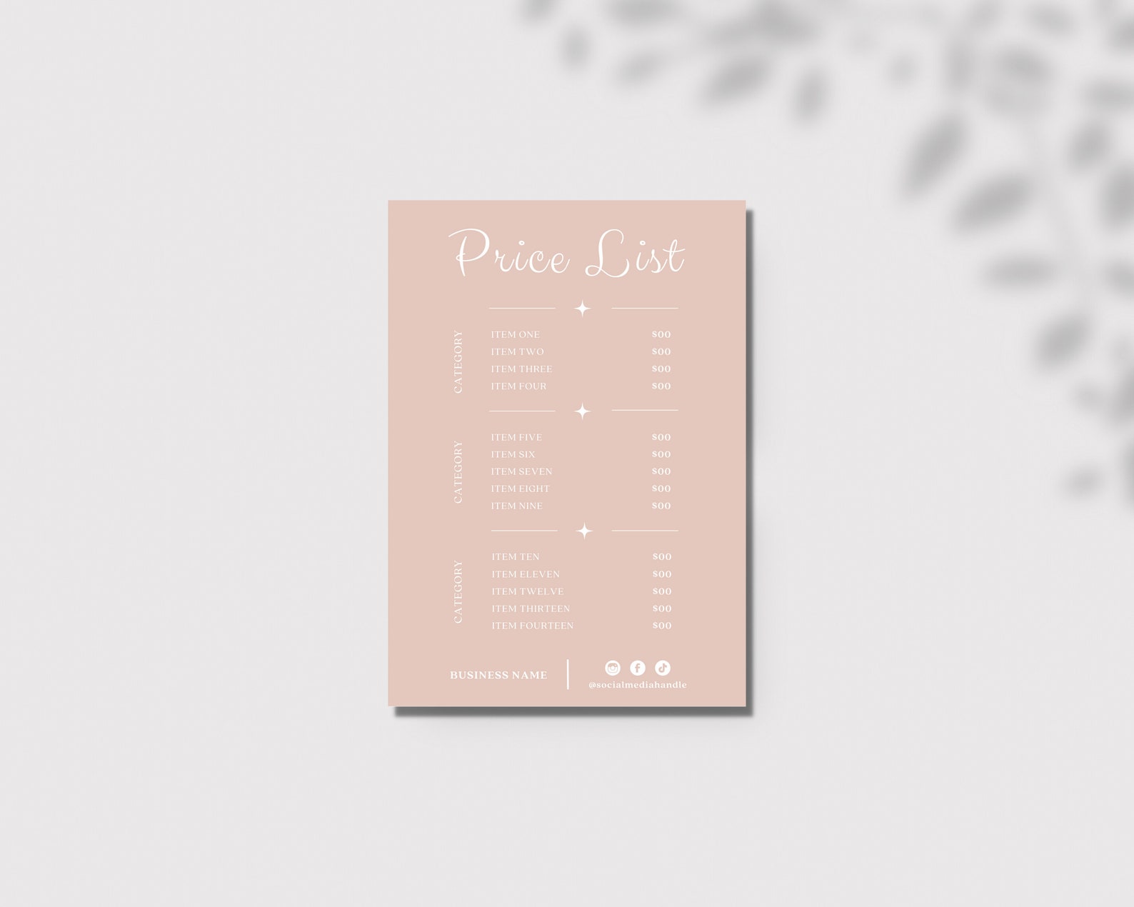 Editable Price List Template Printable Price Sheet Small - Etsy
