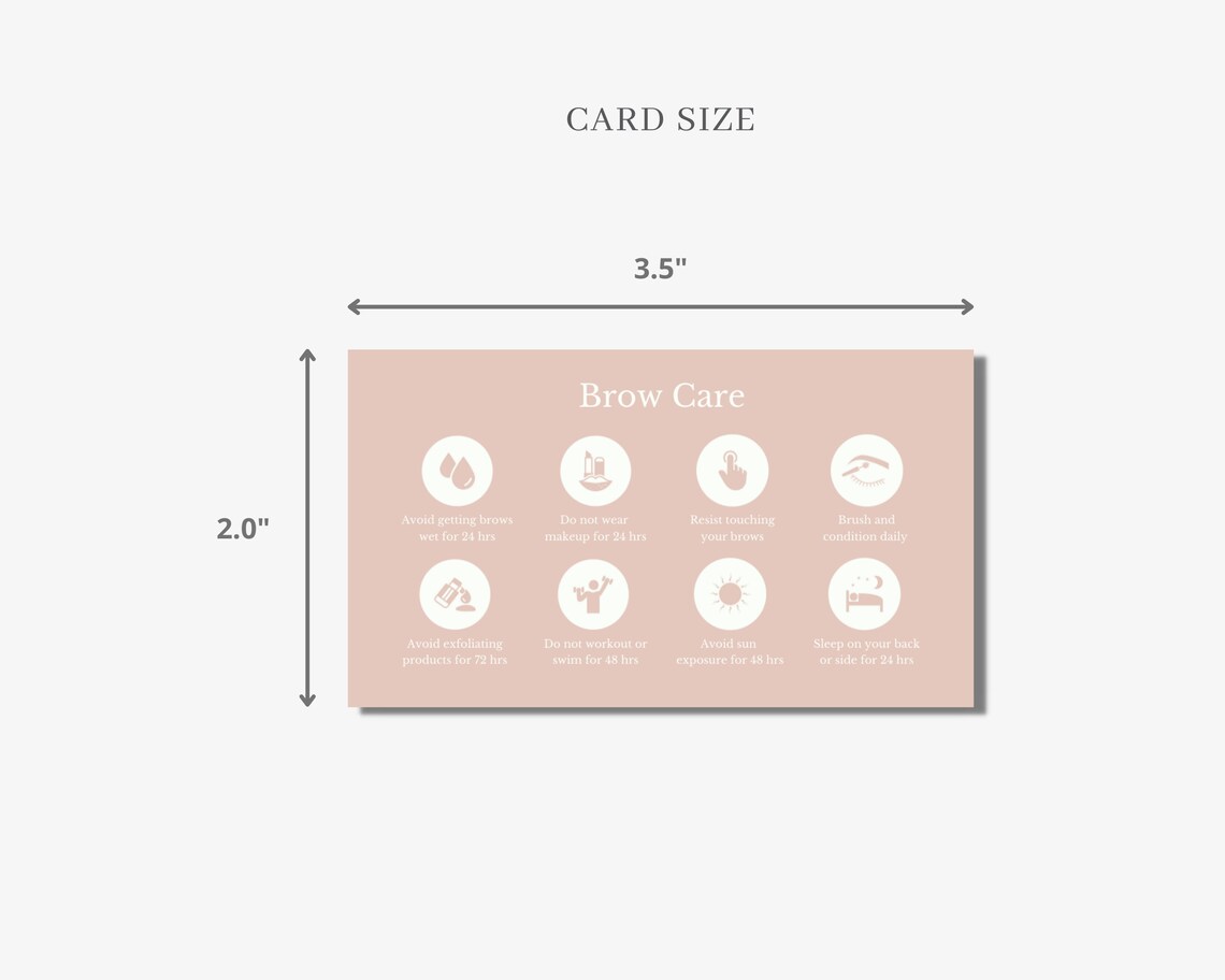 Brow Aftercare Card Template Beauty Business Card Brow - Etsy