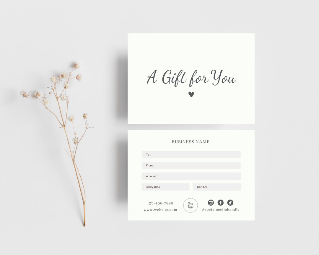 Gift Card Template, DIY Printable Gift Voucher Certificate, Editable ...