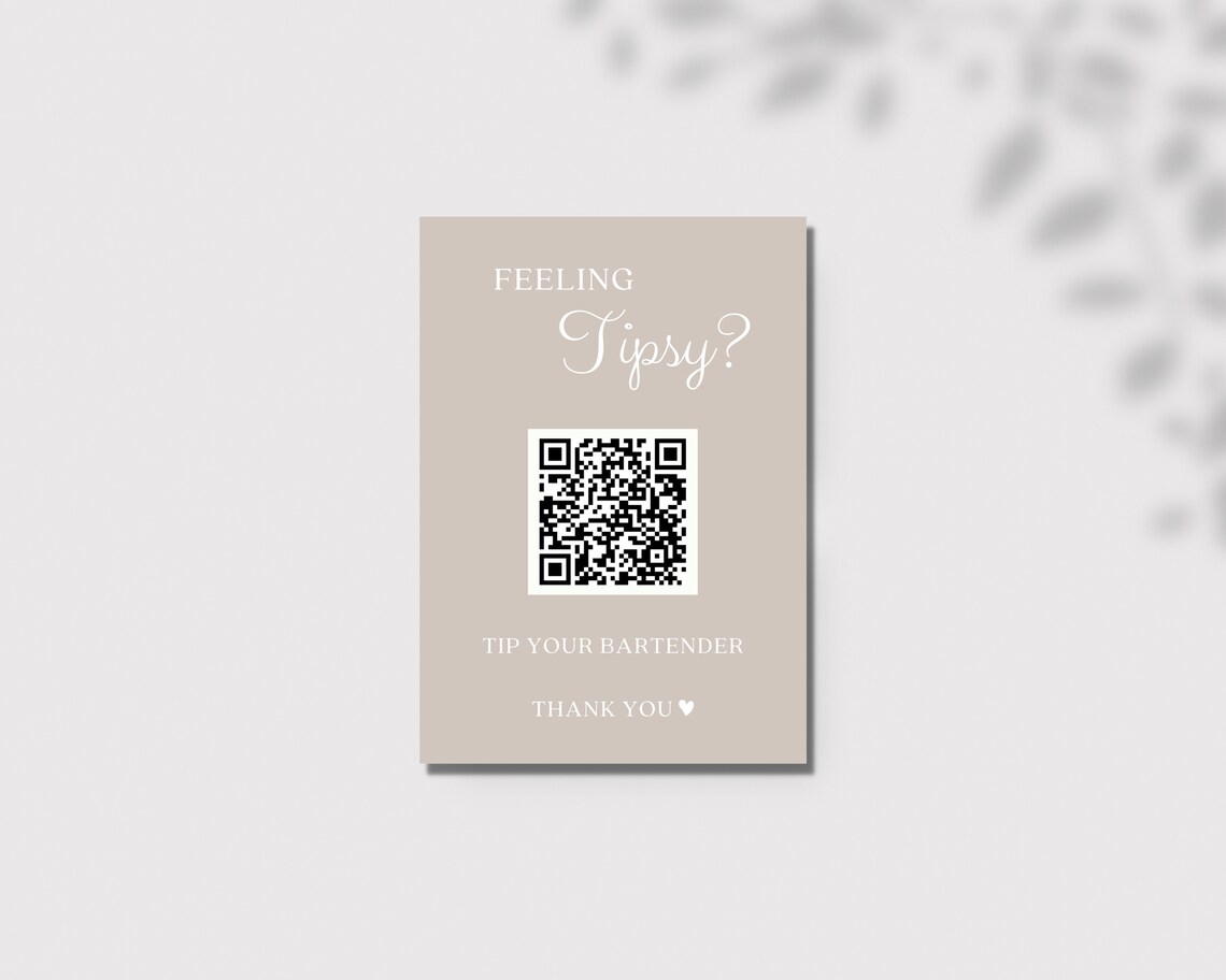 Printable Virtual Bar Tip Sign Template, QR Code Sign, Tip Your ...