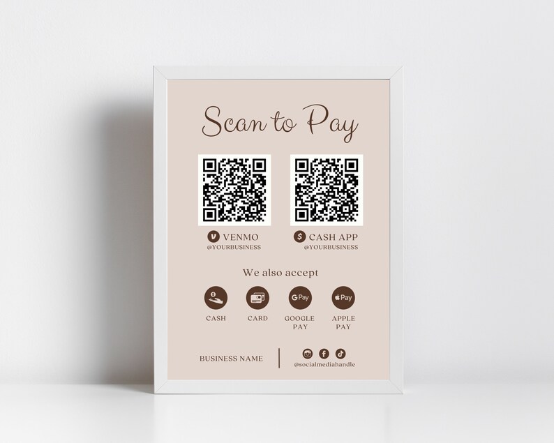 Scan to Pay Sign Editable QR Code Sign Template Printable - Etsy Australia