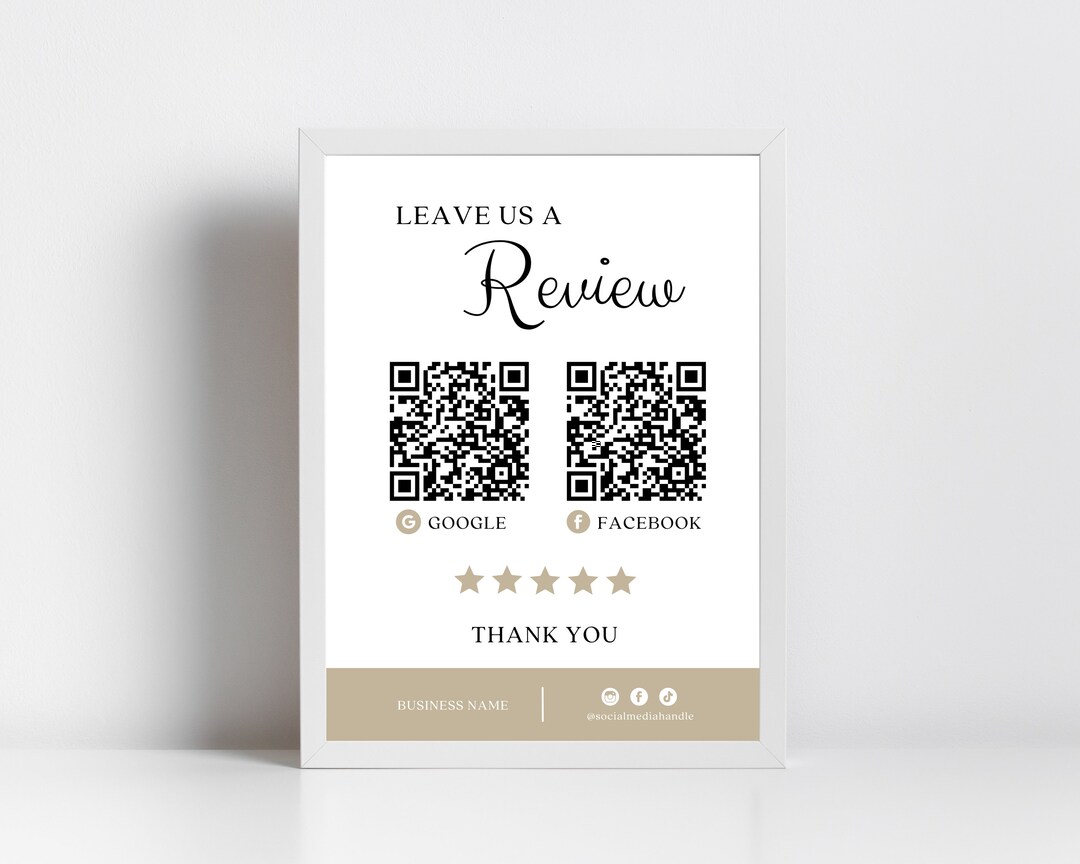 Ask for Review QR Code Sign Template, Google Review Sign, Facebook ...