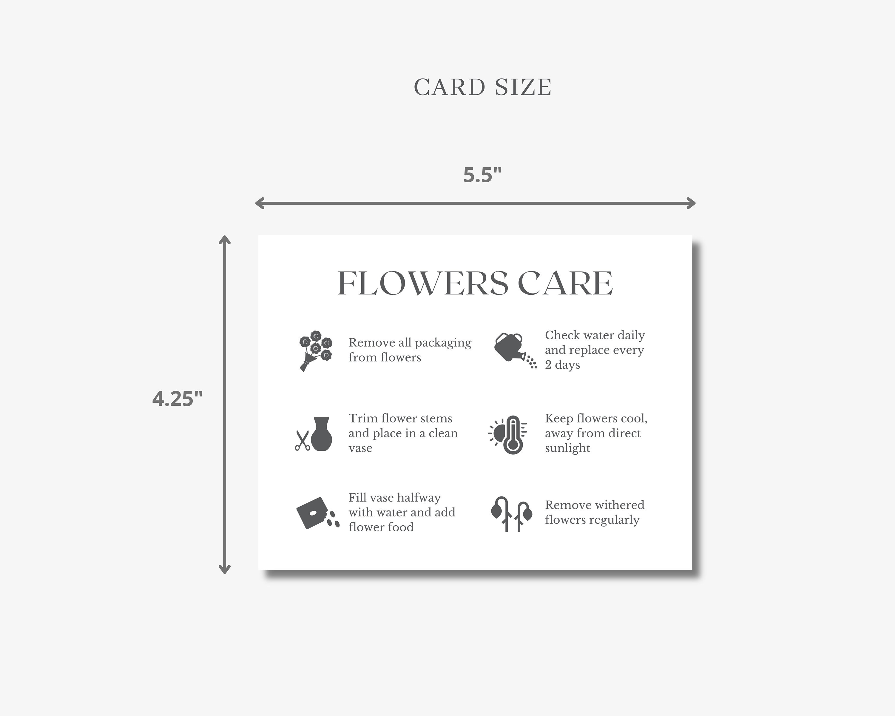 Flowers Care Card Template, Printable Florist Care Card, Bouquet Care ...