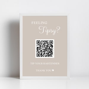 Printable Virtual Bar Tip Sign Template QR Code Sign Tip - Etsy
