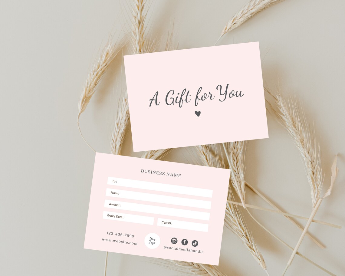 Editable Gift Card Template With Logo DIY Printable Gift - Etsy Ireland