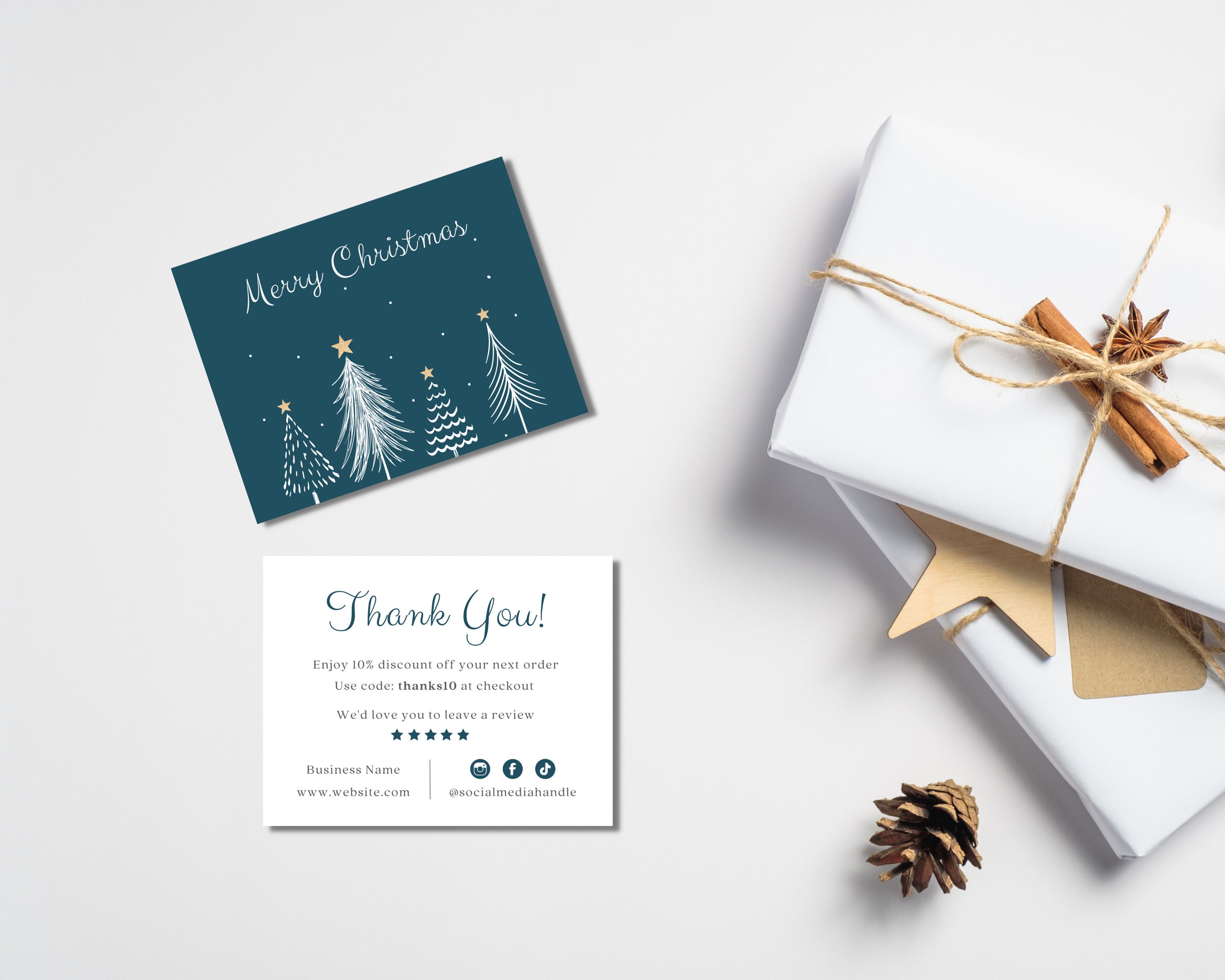 Christmas Business Thank You Card Template, Holiday Printable Thanks ...