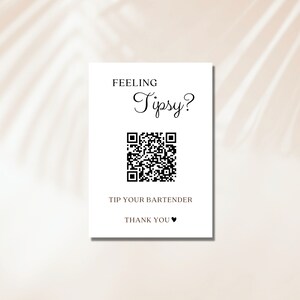 Printable Virtual Bar Tip Sign Template, QR Code Sign, Tip Your Bartender Sign, Feeling Tipsy ...