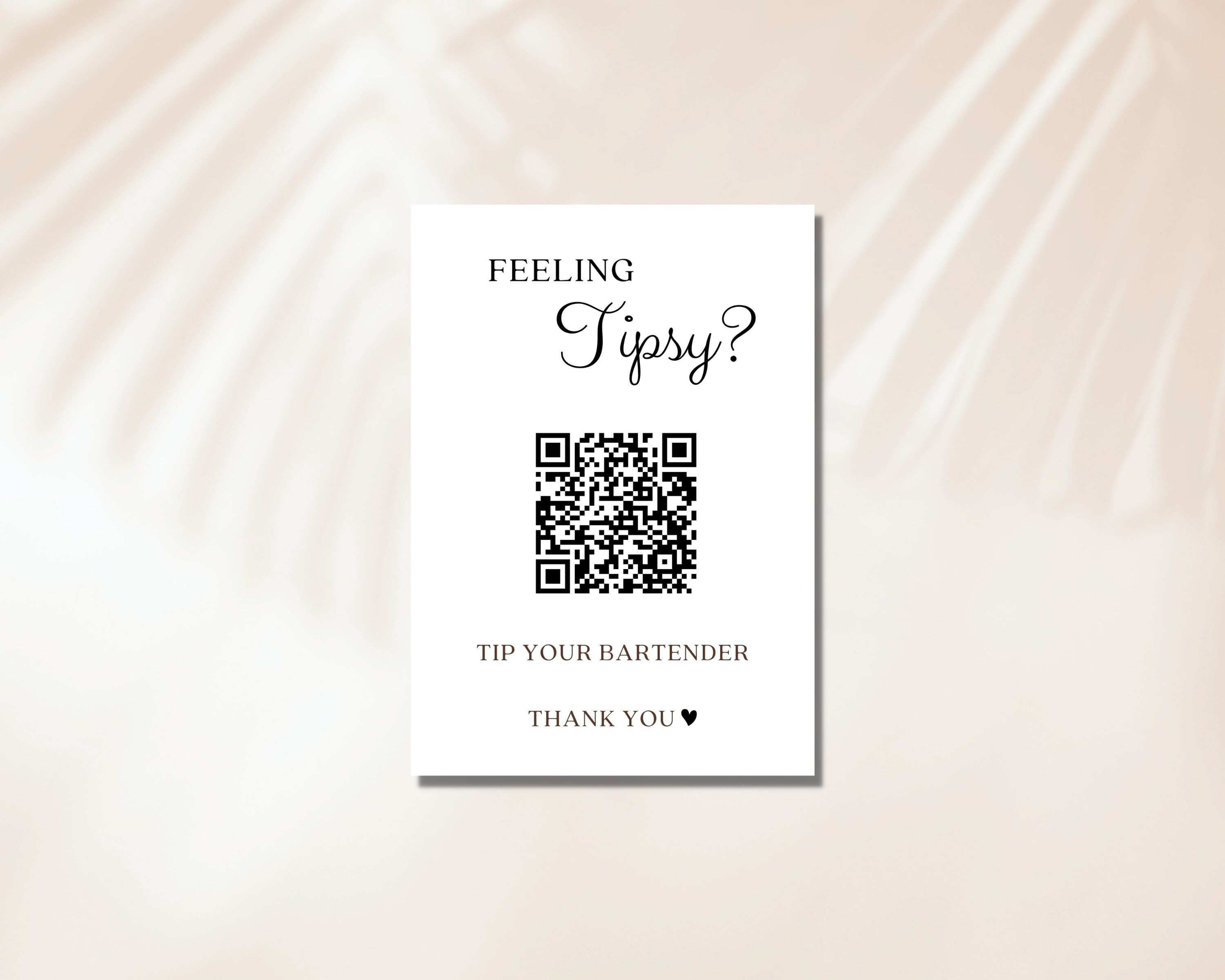 Printable Virtual Bar Tip Sign Template, QR Code Sign, Tip Your ...