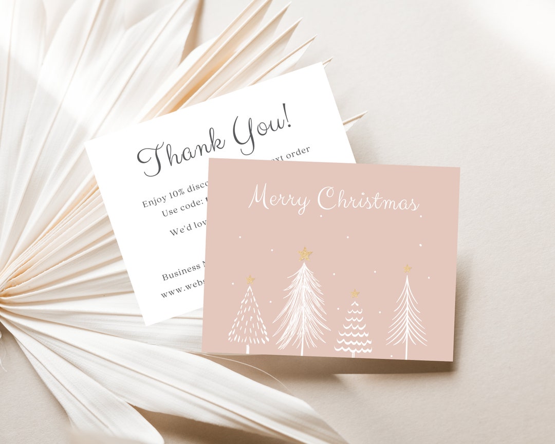 Holiday Business Thank You Card Template, Minimalist Christmas DIY ...