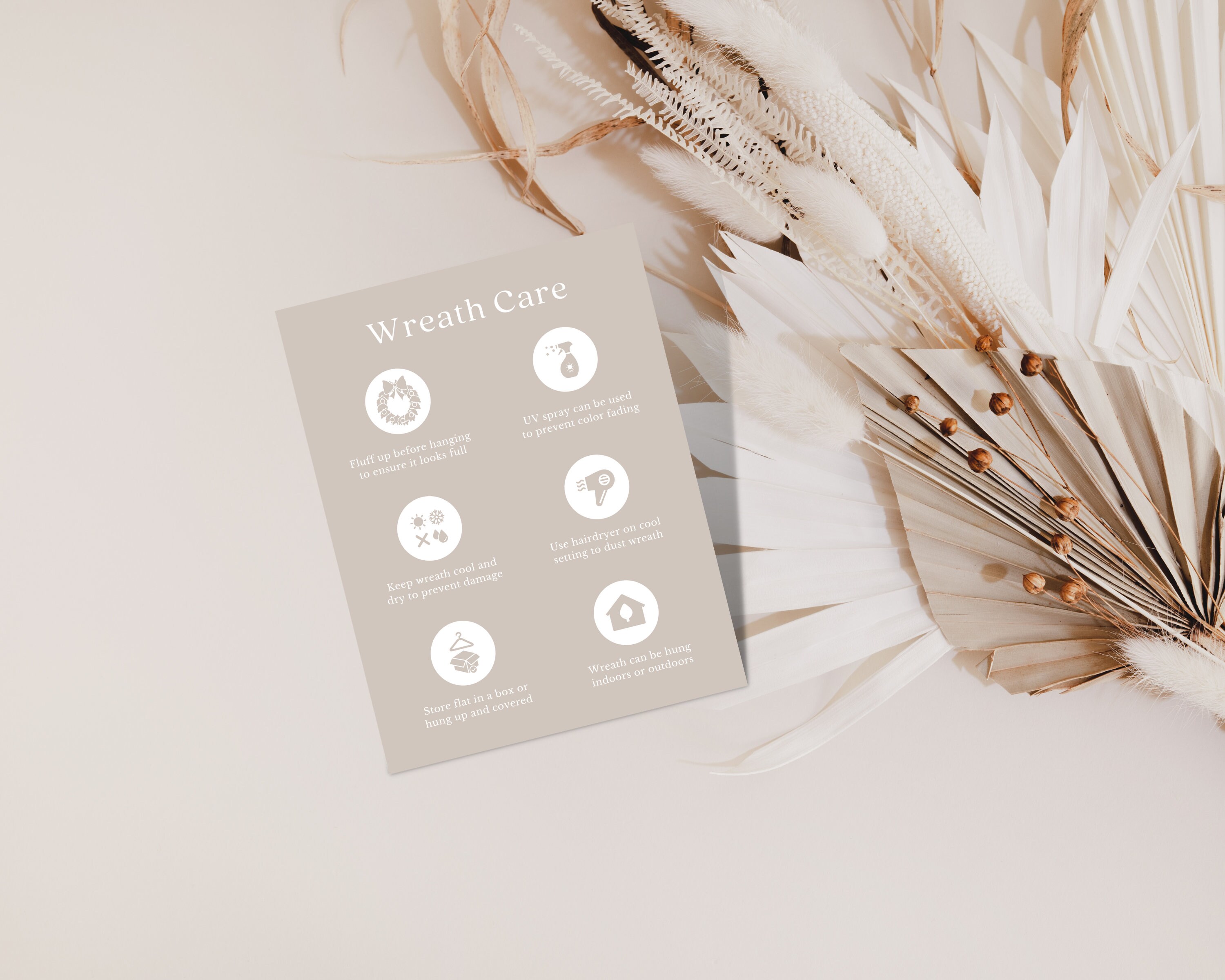 Editable Wreath Care Card Template, Printable Florist Care Card, Wreath ...