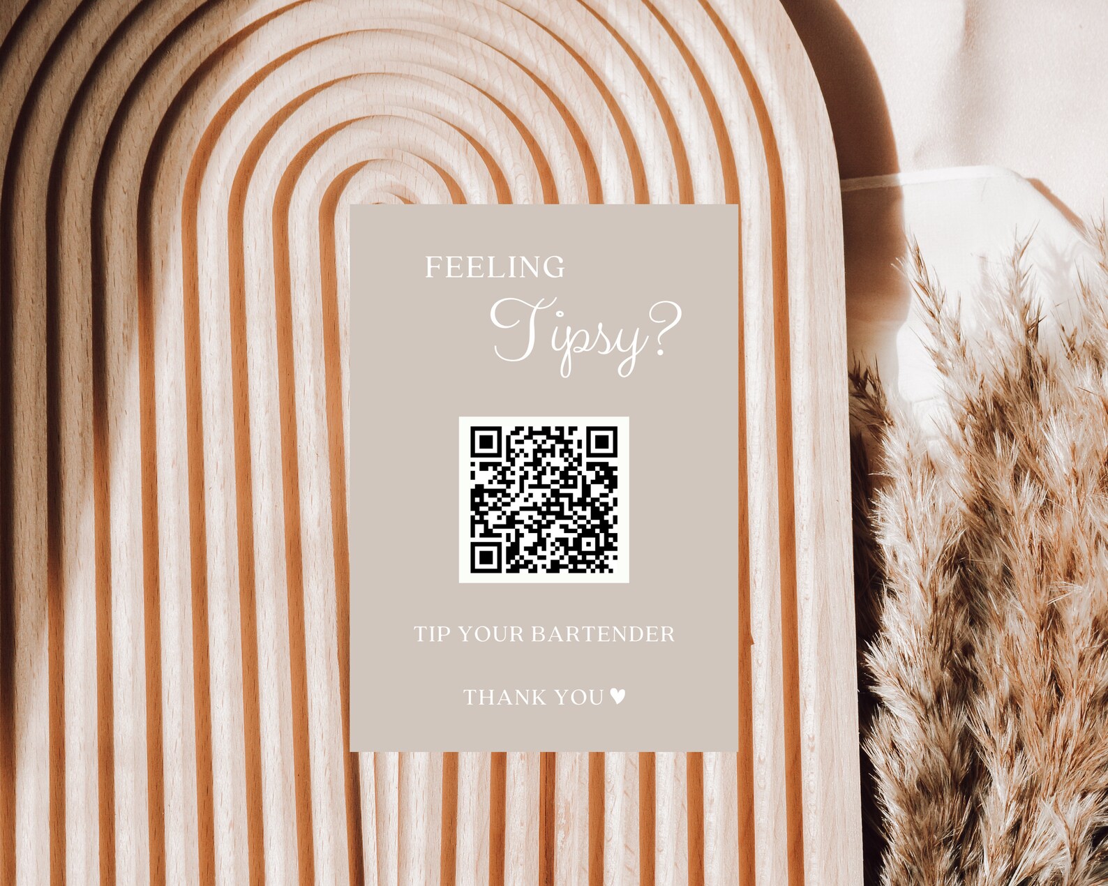 Printable Virtual Bar Tip Sign Template QR Code Sign Tip - Etsy