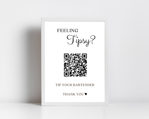 Printable Virtual Bar Tip Sign Template QR Code Sign Tip - Etsy