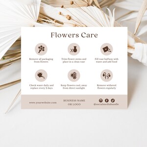 Editable Flowers Care Instructions Card, Printable Florist Care Card ...