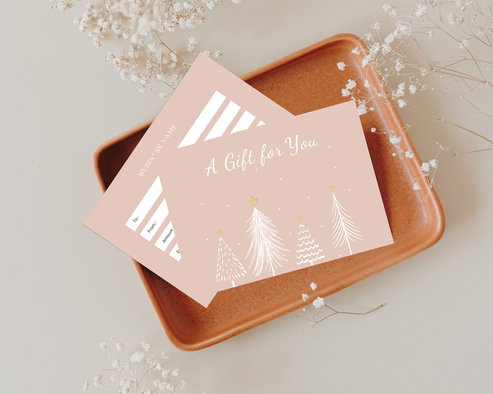 Christmas Gift Card Template, Printable Holiday Gift Voucher, Modern ...