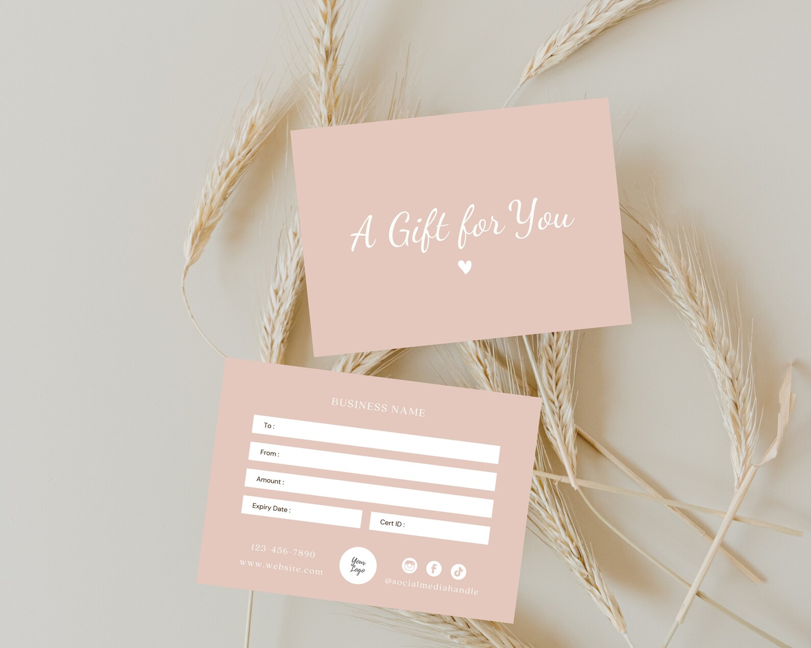 Editable Gift Card Template With Logo DIY Printable Gift - Etsy UK