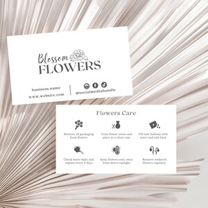 Printable Flowers Care Card Template, Florist Instructions (canva ...