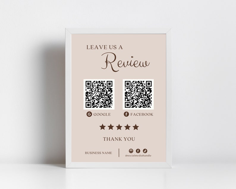 Ask for Review QR Code Sign Template, Google Review Sign, Facebook ...