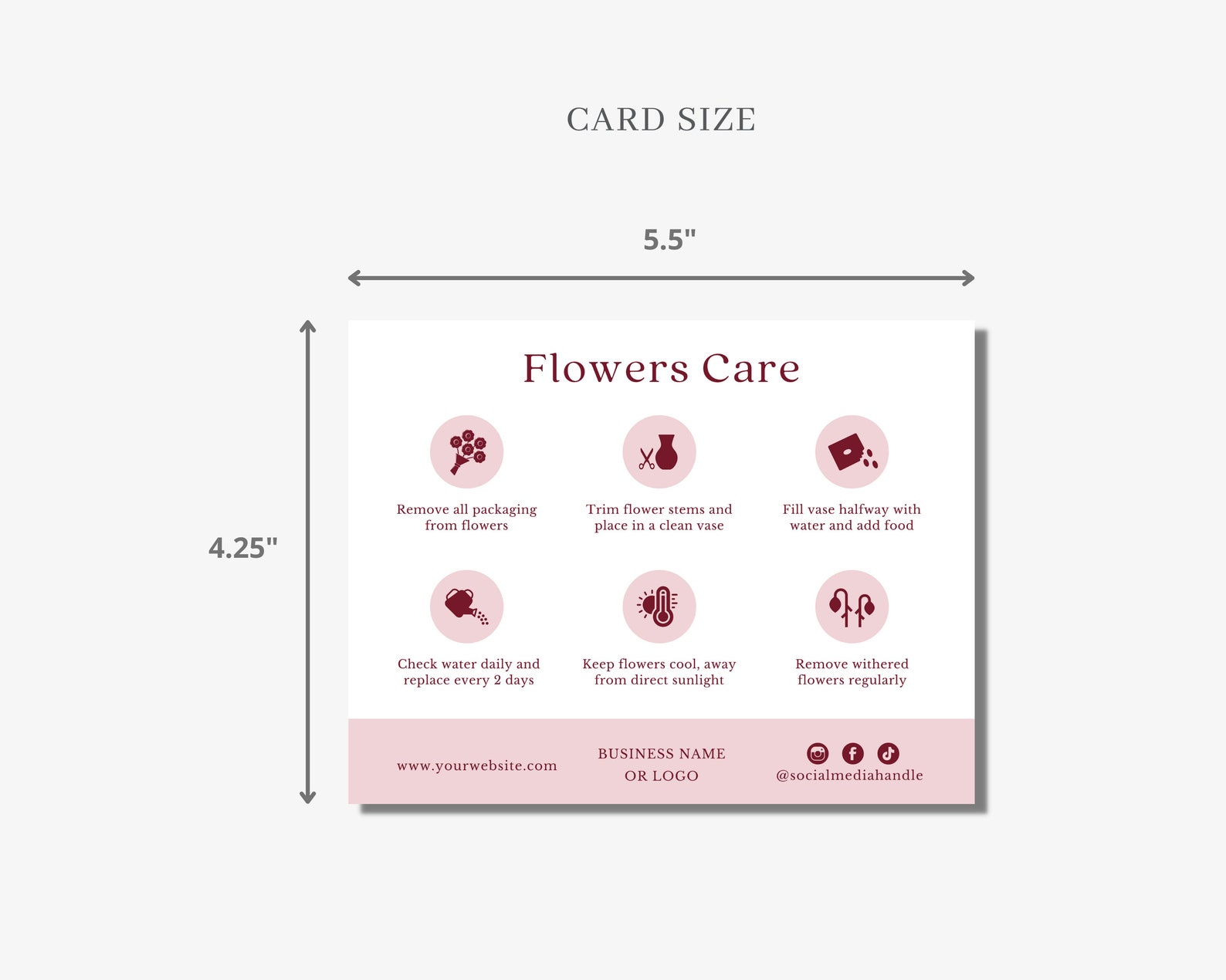 Editable Flowers Care Instructions Card, Printable Florist Care Card ...