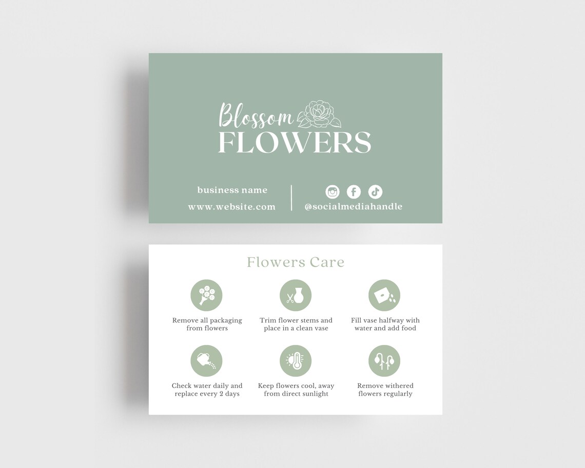 Flowers Care Card Template, Printable Florist Care Card, Bouquet Care ...