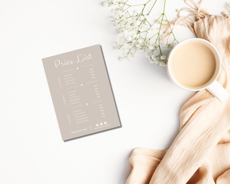 Editable Price List Template Printable Price Sheet Small - Etsy Ireland