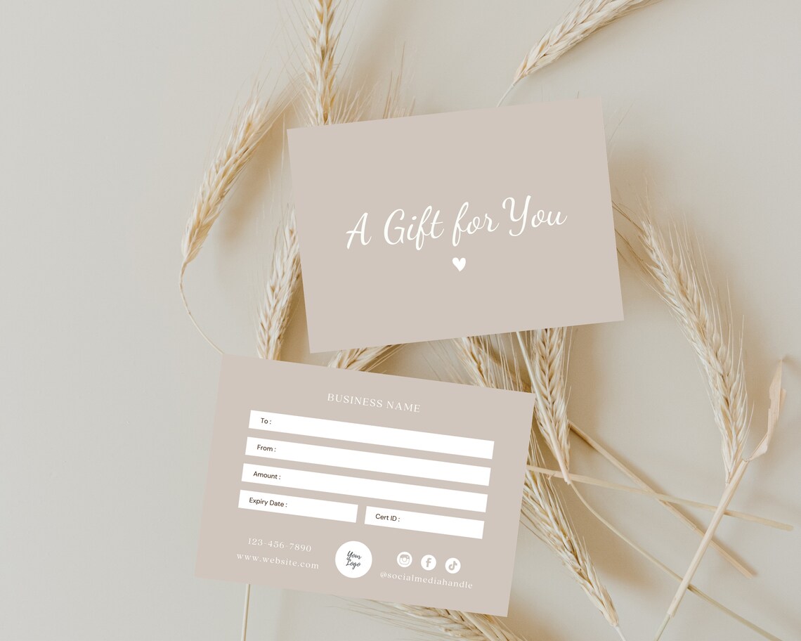 Gift Card Template, DIY Printable Gift Voucher Certificate, Editable ...