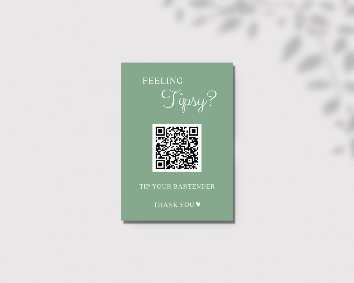 Printable Virtual Bar Tip Sign Template QR Code Sign Tip - Etsy