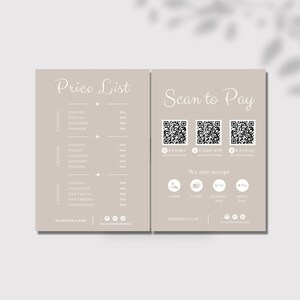 Printable Scan to Pay Sign & Price List Template QR Code - Etsy