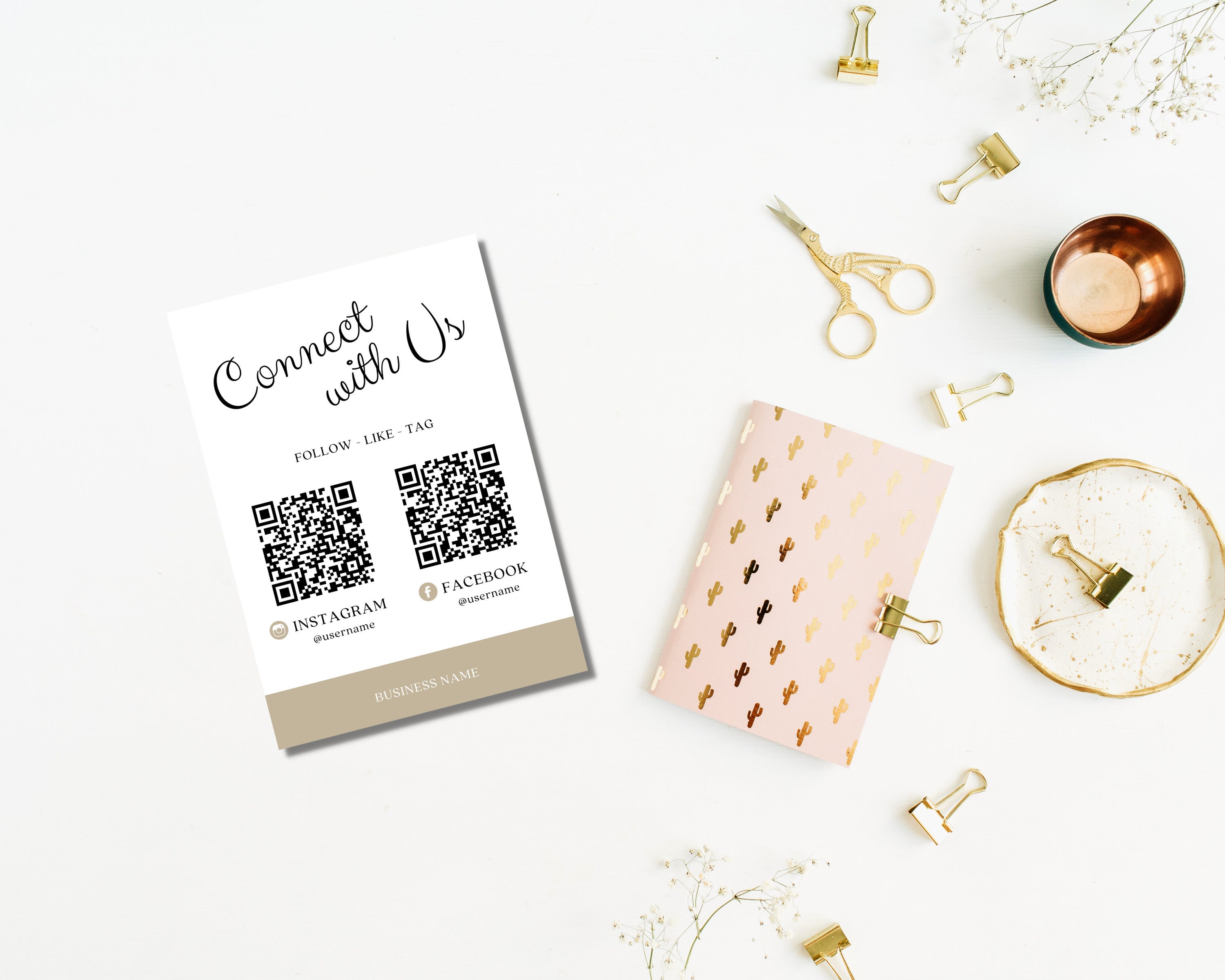 Connect With Us QR Code Sign, Social Media Sign, Business Instagram ...