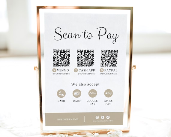 Printable Payment Sign QR Code Sign Template Scan to Pay | Etsy