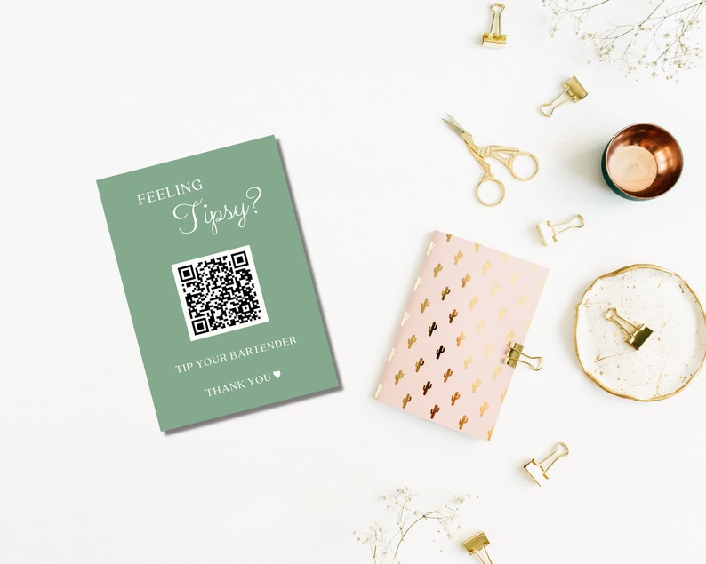 Printable Virtual Bar Tip Sign Template QR Code Sign Tip - Etsy