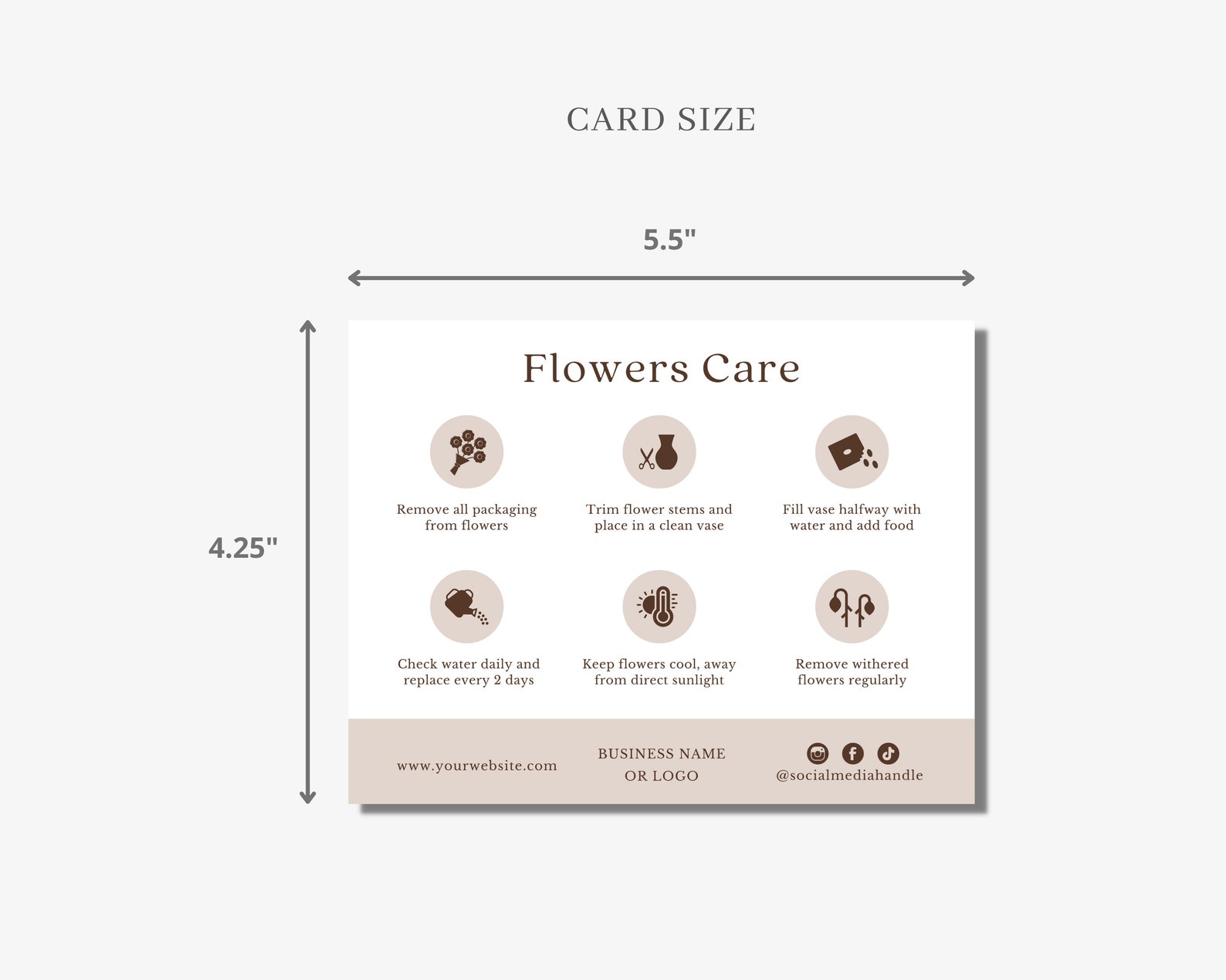 Editable Flowers Care Instructions Card, Printable Florist Care Card ...