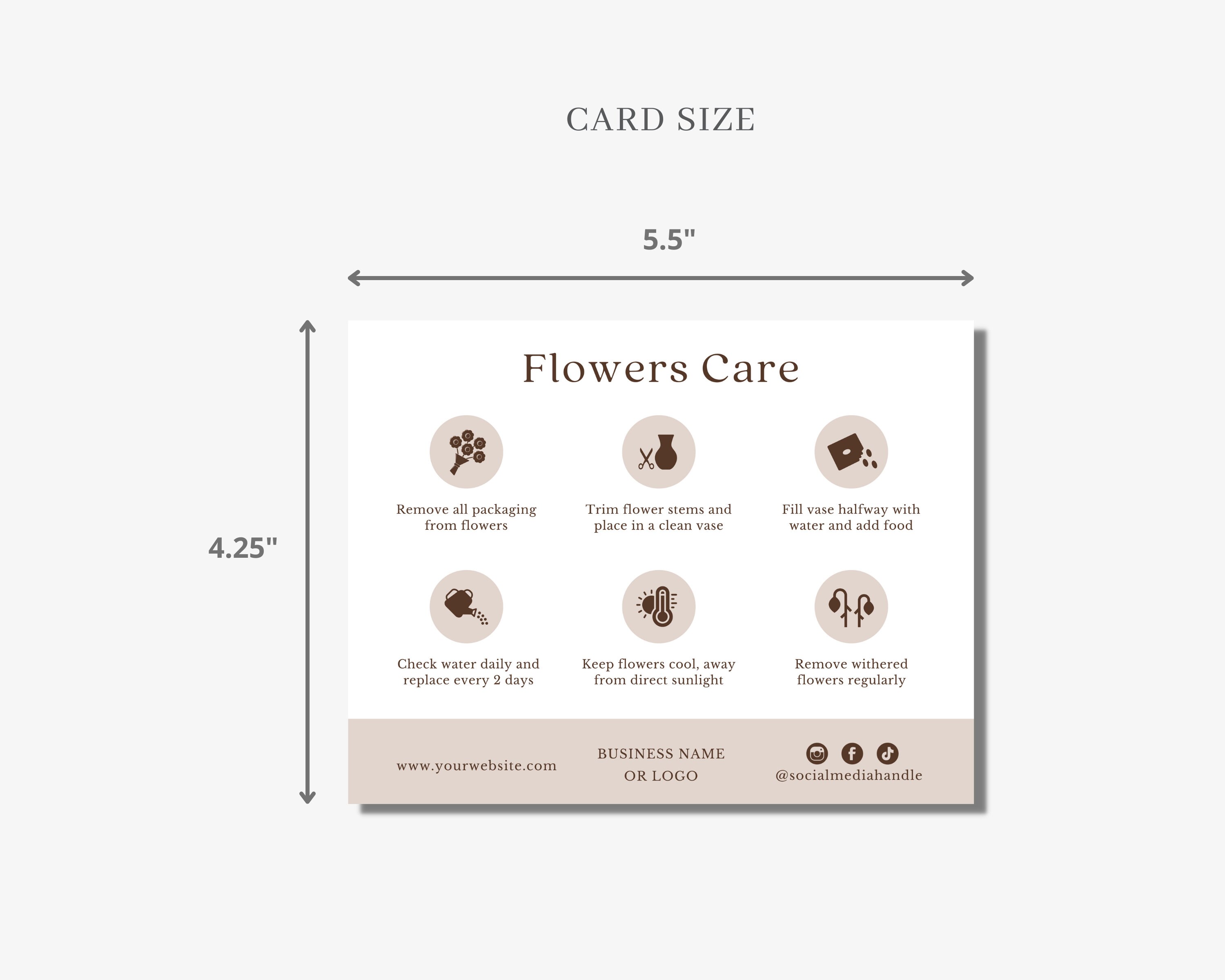 Editable Flowers Care Instructions Card, Printable Florist Care Card ...