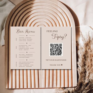 Printable Virtual Tip and Bar Menu Sign Template, QR Code Sign, Drink ...