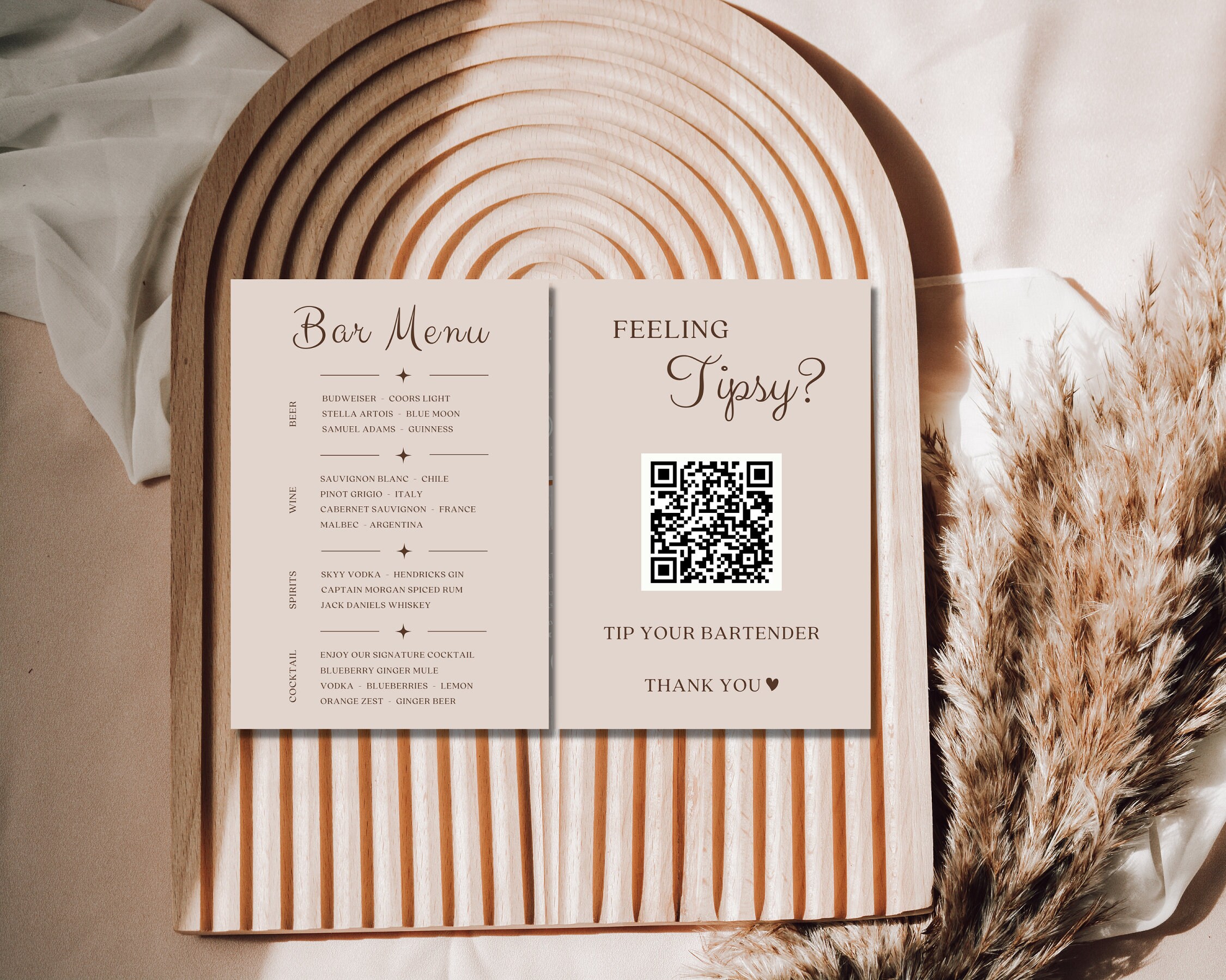 Printable Virtual Tip and Bar Menu Sign Template QR Code - Etsy