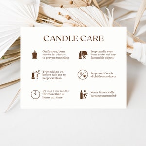 Candle Care Card Template, Candle Business Package Insert Card Canva ...