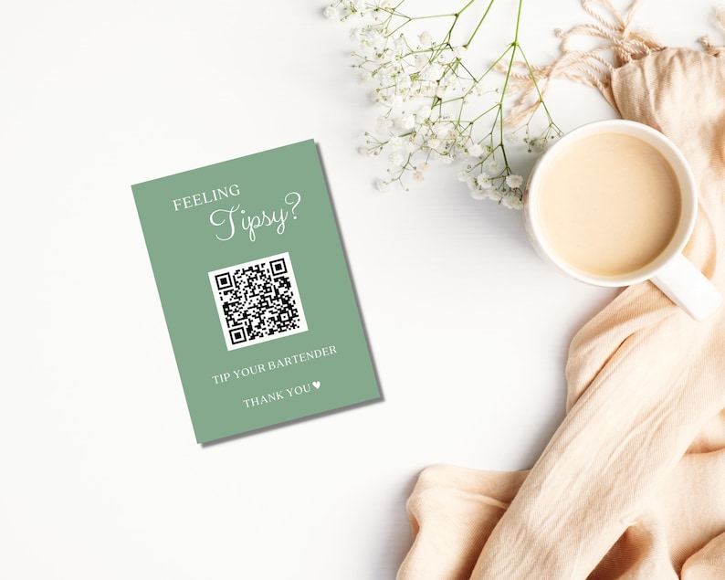 Printable Virtual Bar Tip Sign Template QR Code Sign Tip - Etsy