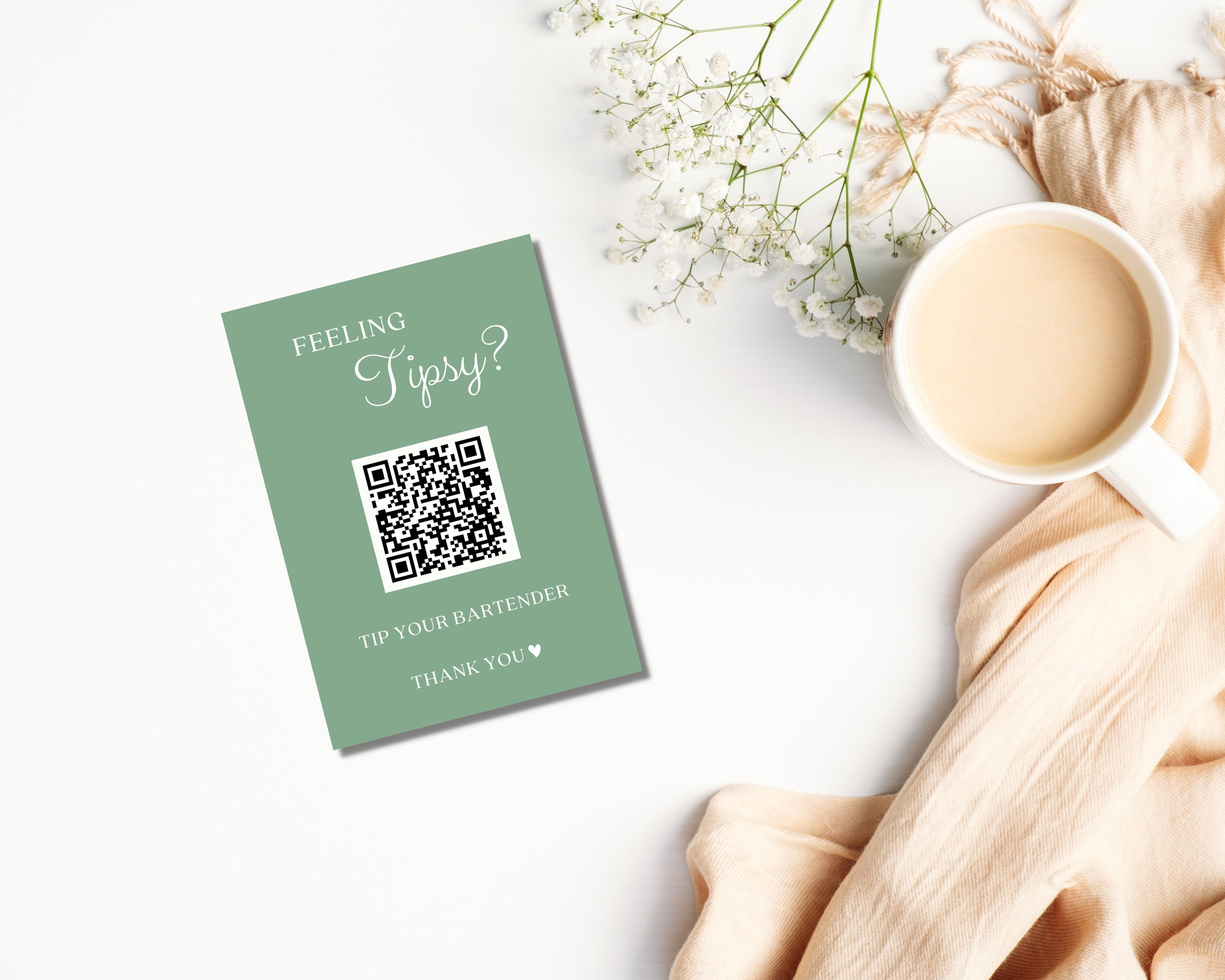 Printable Virtual Bar Tip Sign Template QR Code Sign Tip - Etsy